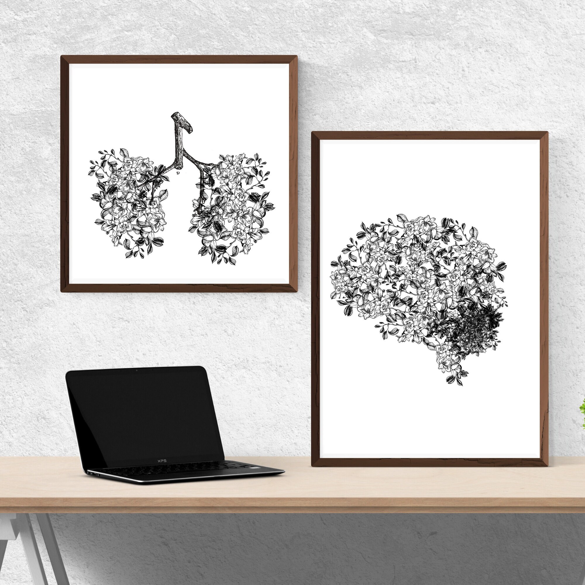 Brain Wall Art / Anatomy of Brain / Brain With Flowers / Science Decor ...