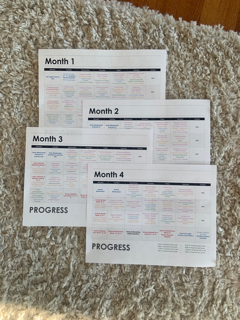 MCAT Study Schedule PDF / MCAT Schedule / Mcat Prep / Mcat Planner ...