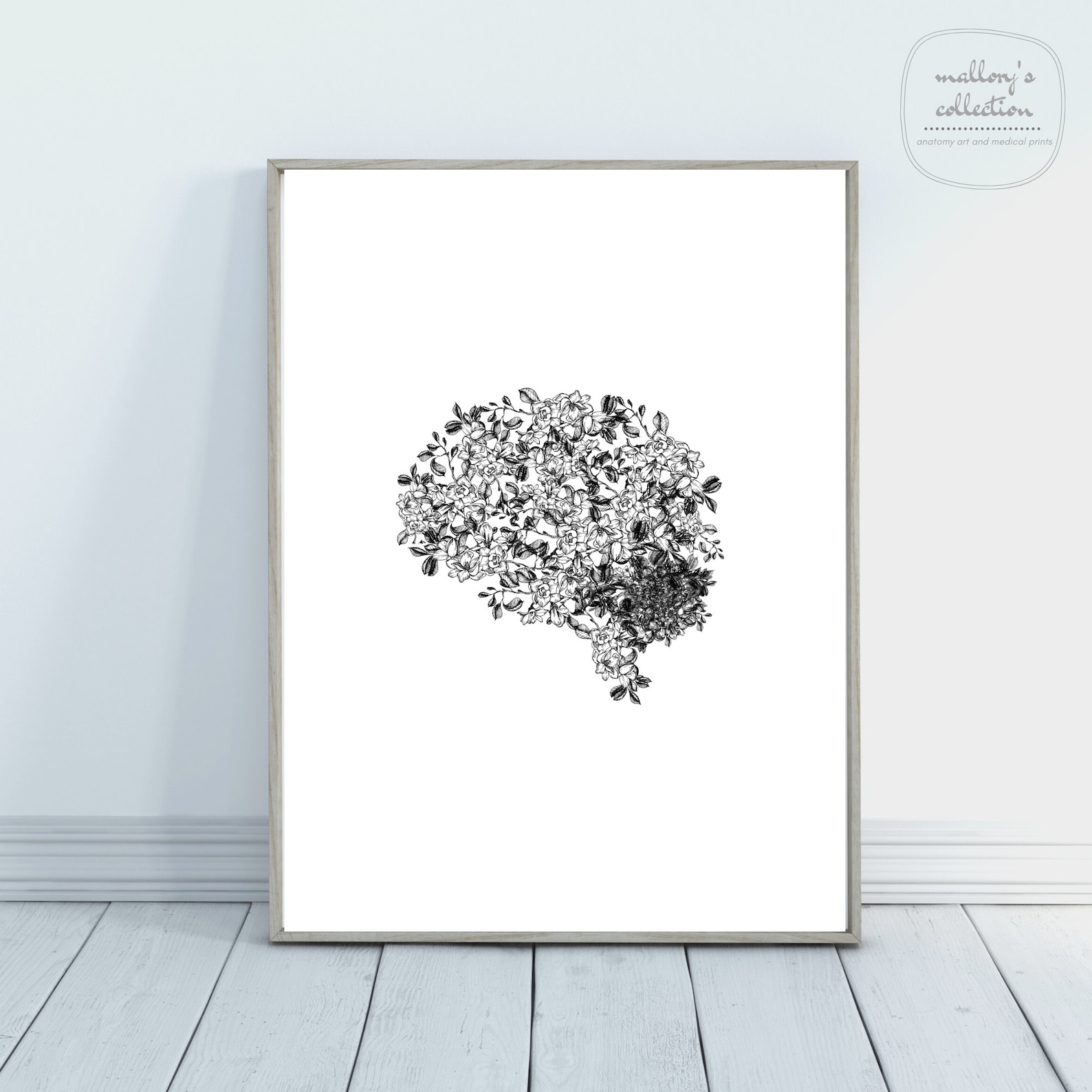 Brain Wall Art / Anatomy of Brain / Brain With Flowers / Science Decor ...