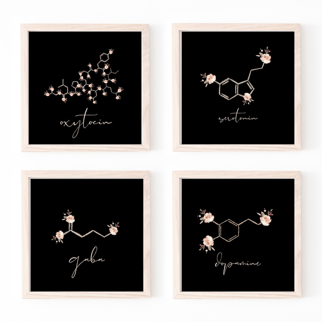 Oxytocin Serotonin Dopamine SET / Hormone Art / GABA / Chemistry Art ...