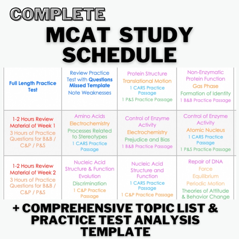 MCAT Study Schedule PDF / MCAT Schedule / Mcat Prep / Mcat Planner ... MCAT Study Schedule PDF / MCAT Schedule / Mcat Prep / Mcat Planner ...