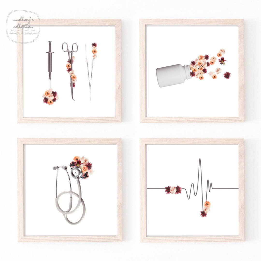 Science Art / Science Decor Set / Anatomy Art / Heart Art / Science ...