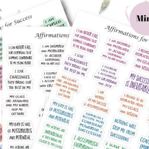 Positive Affirmations Mini Sticker Sheet Affirmations for - Etsy