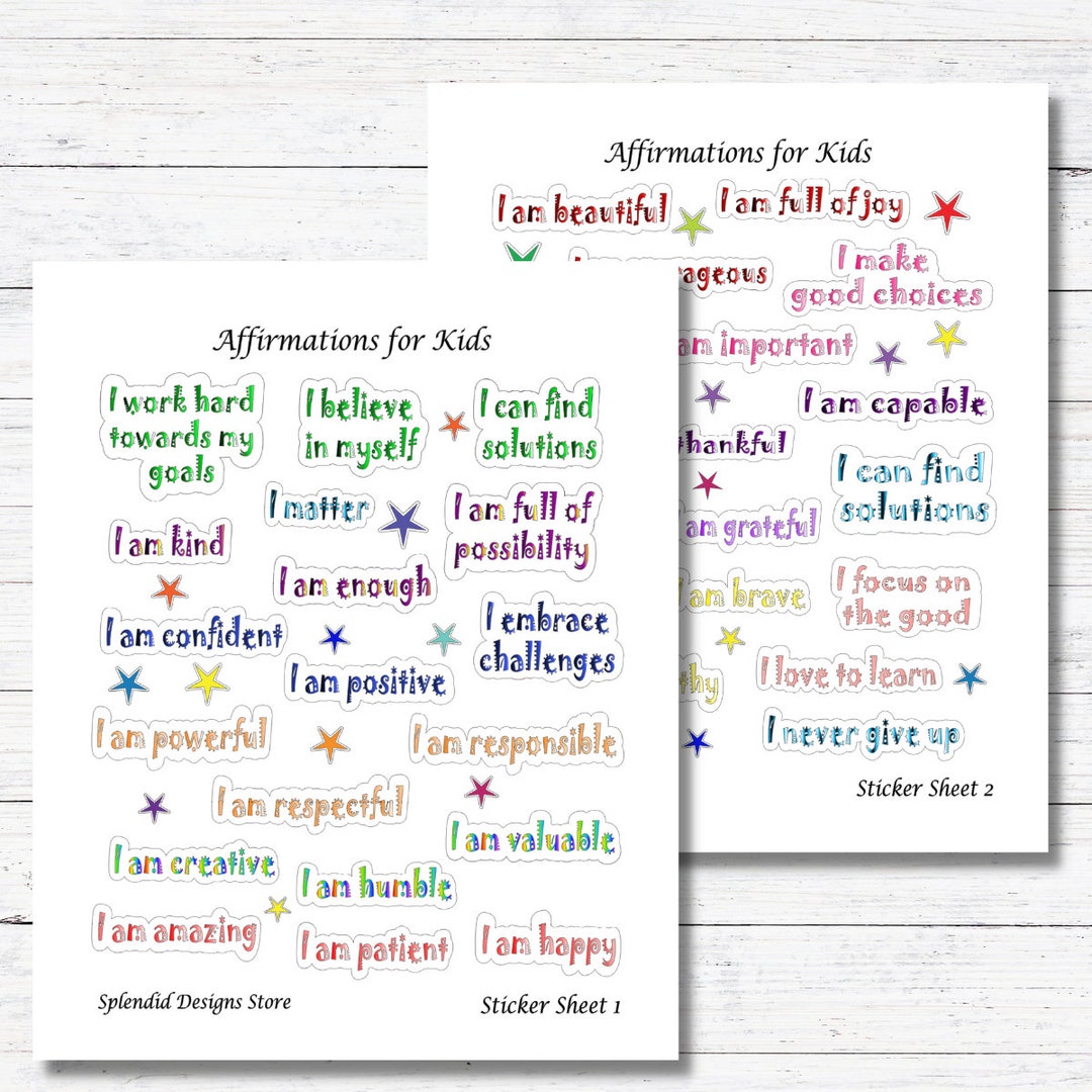 Positive Affirmation Stickers for Kids | Self-love Stickers for Kids ...