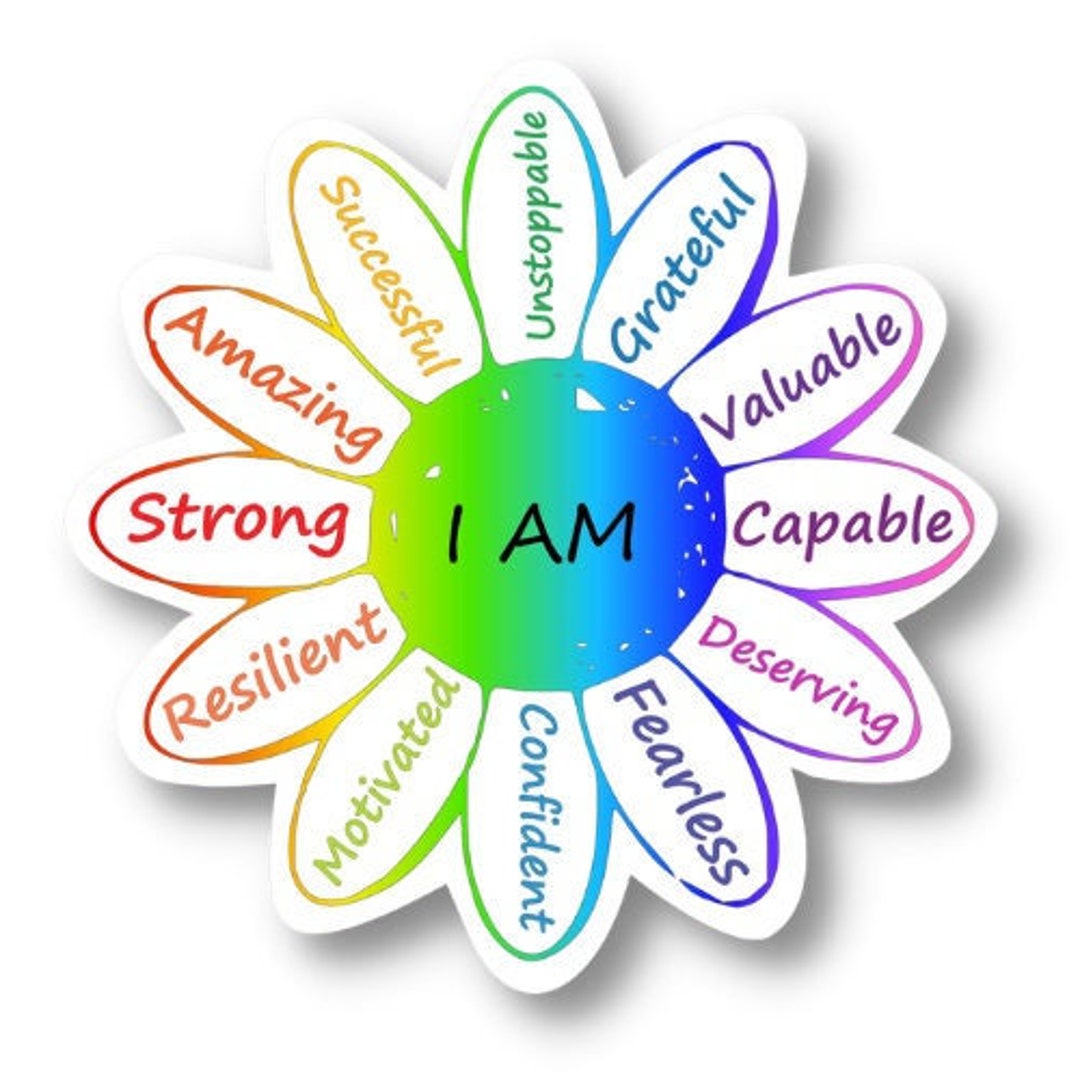 Sunflower Positive Affirmation Sticker, Waterproof Vinyl Sticker Decal ...