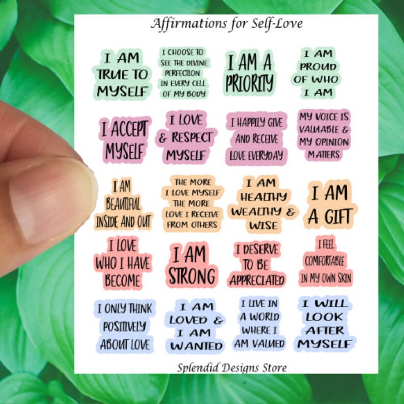 Affirmations for Self-love Mini Sticker Sheet, Self-love Stickers ...