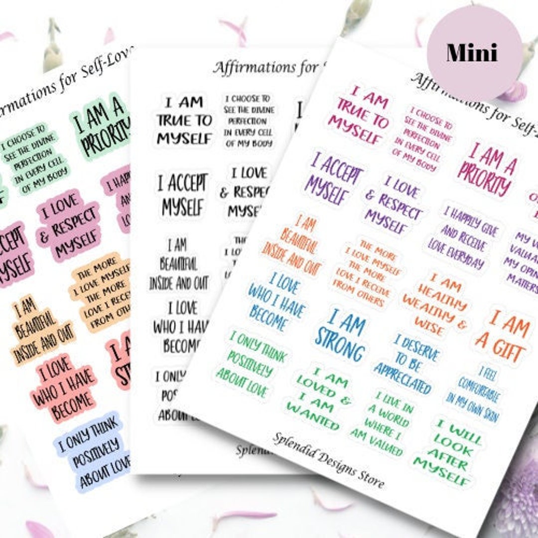 Affirmations for Self-love Mini Sticker Sheet, Self-love Stickers ...