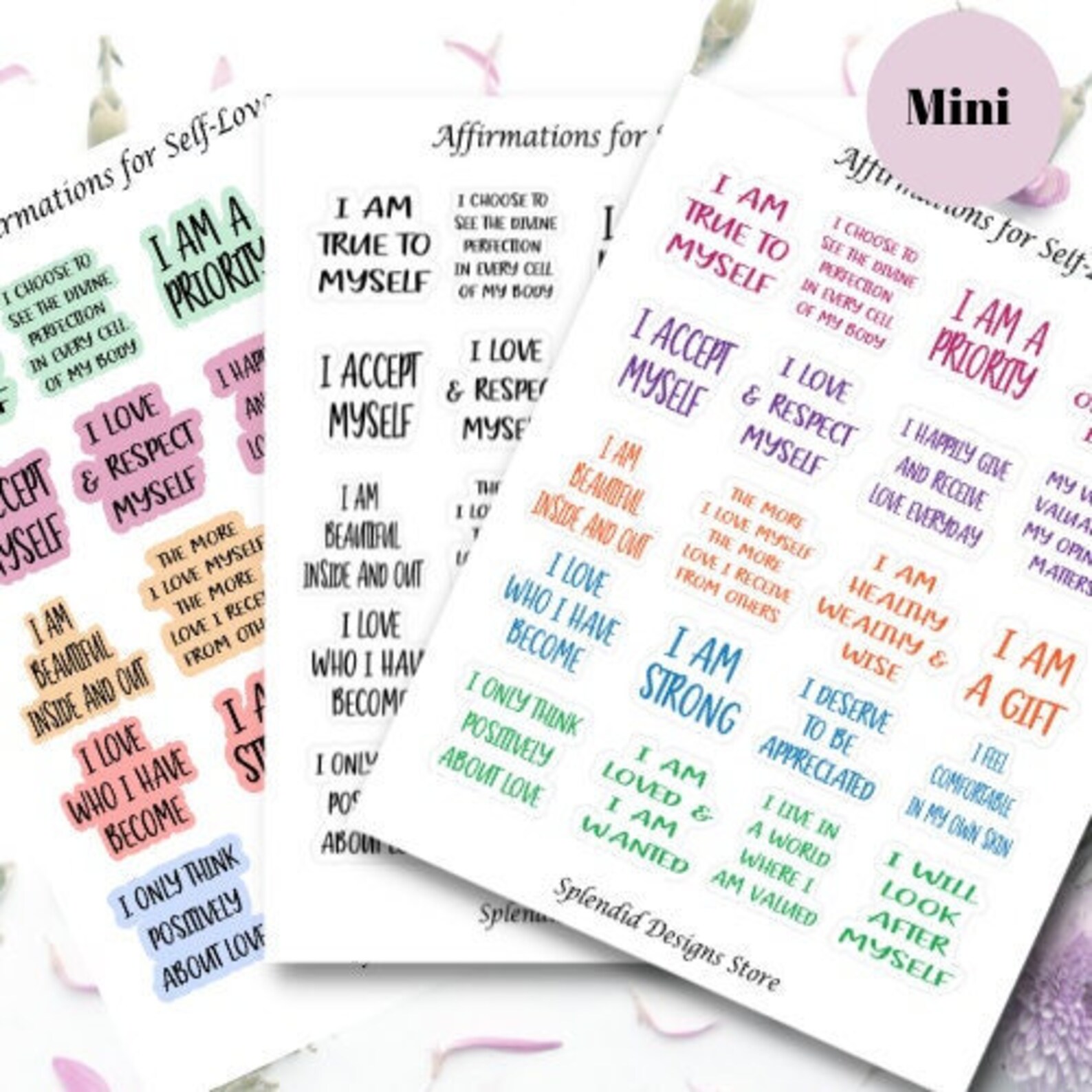 Affirmations for Self-love Mini Sticker Sheet Self-love | Etsy