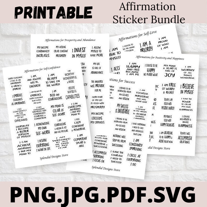 Positive Affirmation Sticker Bundle 100 Motivational Sticker - Etsy