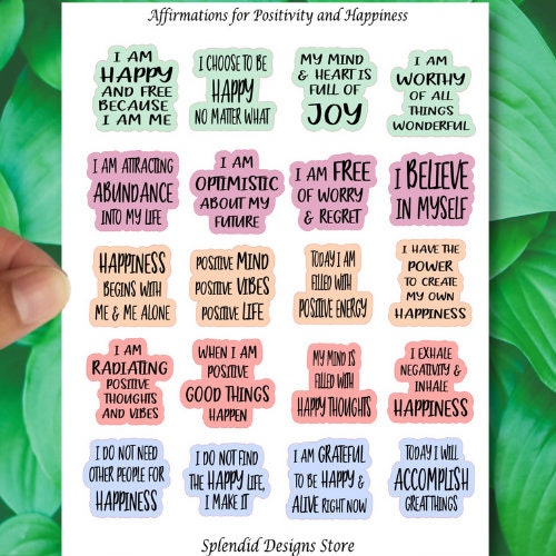Positive Affirmations Sticker Sheet Affirmations for | Etsy
