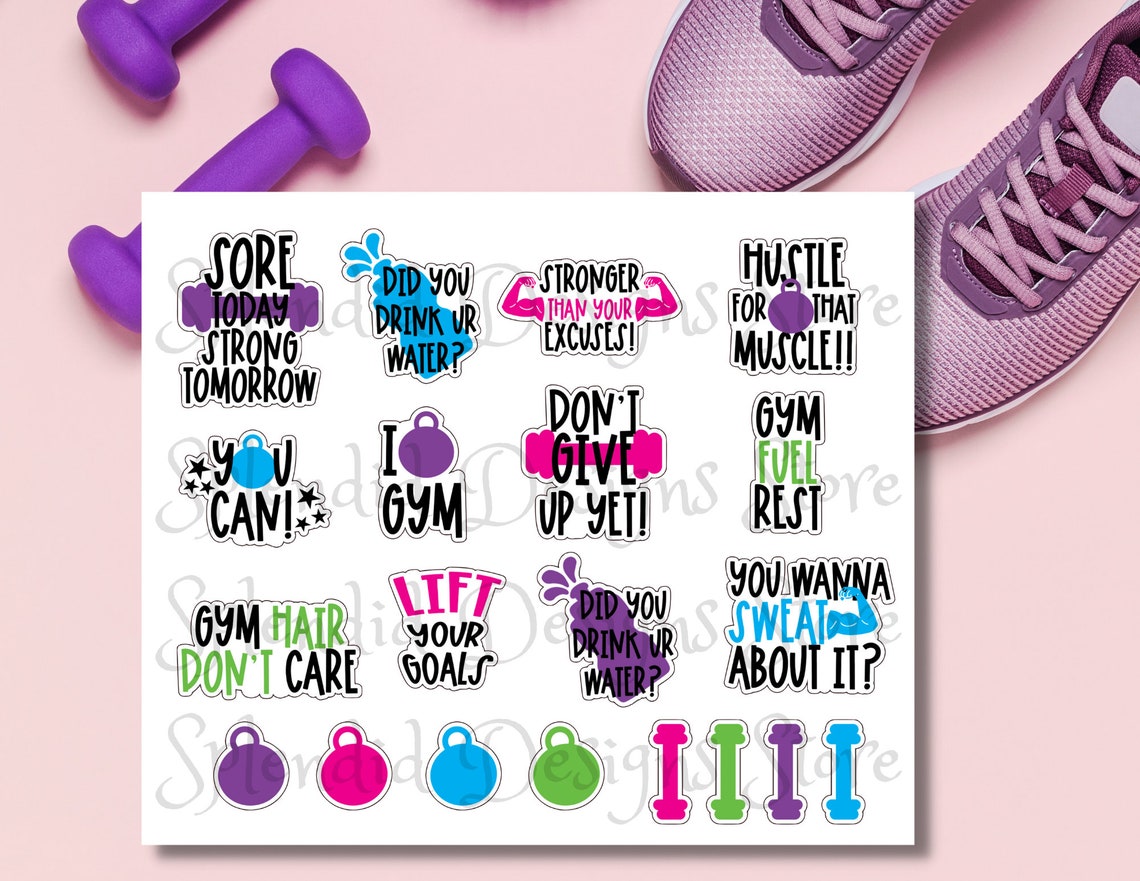 Printable Fitness Planner Stickers Printable Gym Stickers | Etsy