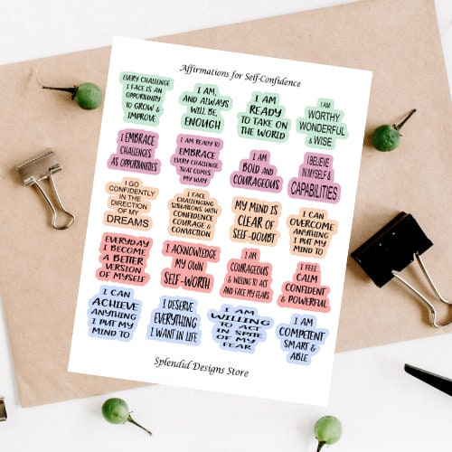Affirmations for Self-confidence Affirmation Stickers | Etsy