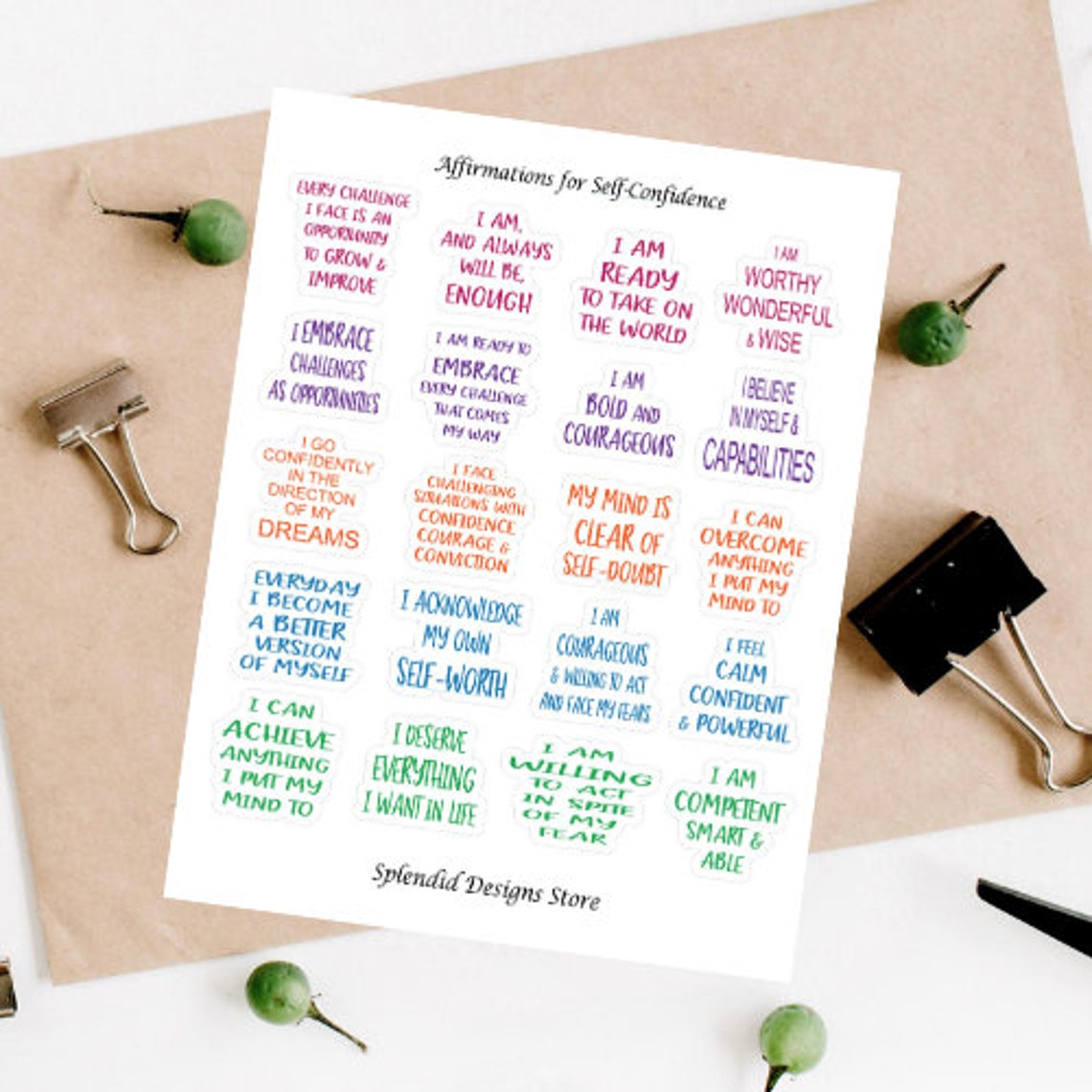 Affirmations for Self-confidence, Affirmation Stickers, Instant ...