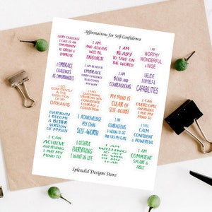 Affirmations for Self-confidence, Affirmation Stickers, Instant ...