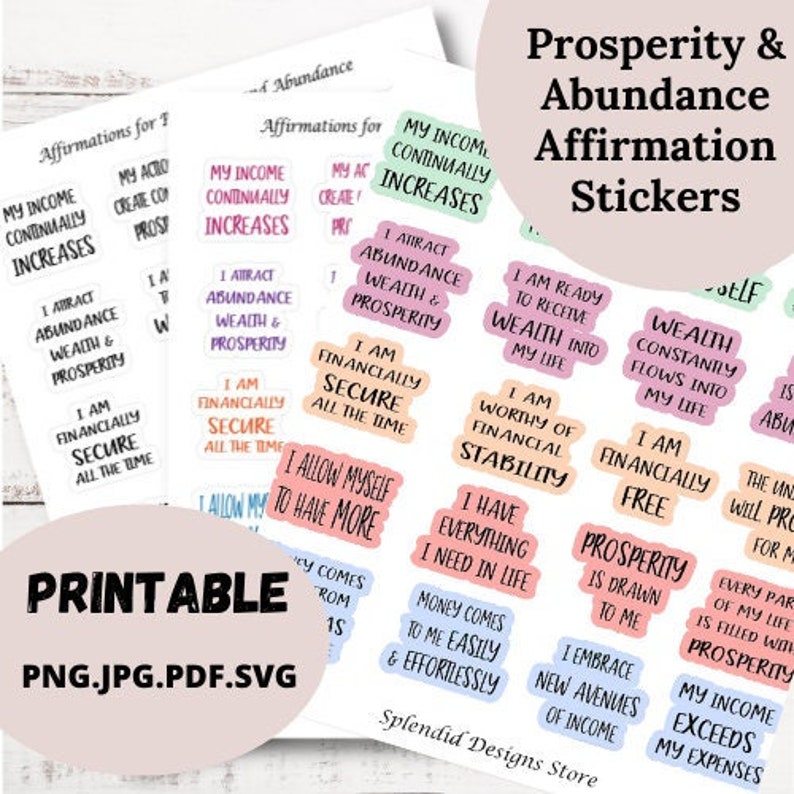 Affirmations for Prosperity and Abundance Wealth Affirmation | Etsy