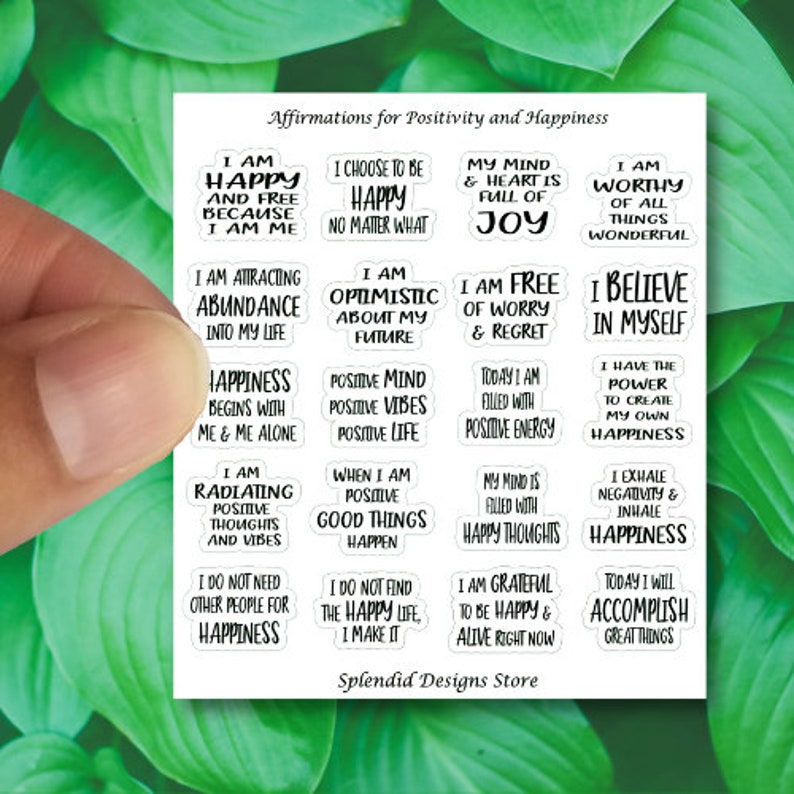 Positive Affirmations Mini Sticker Sheet, Affirmations for Happiness ...