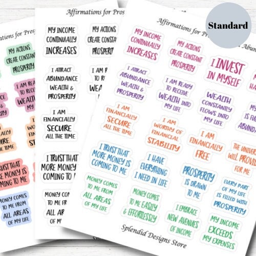 Affirmations for Wealth Sticker Sheet, Affirmations for Abundance ...
