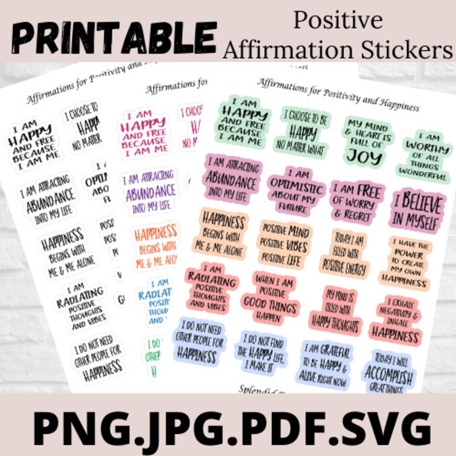 Positive Affirmation Sticker Bundle 100 Motivational Sticker - Etsy