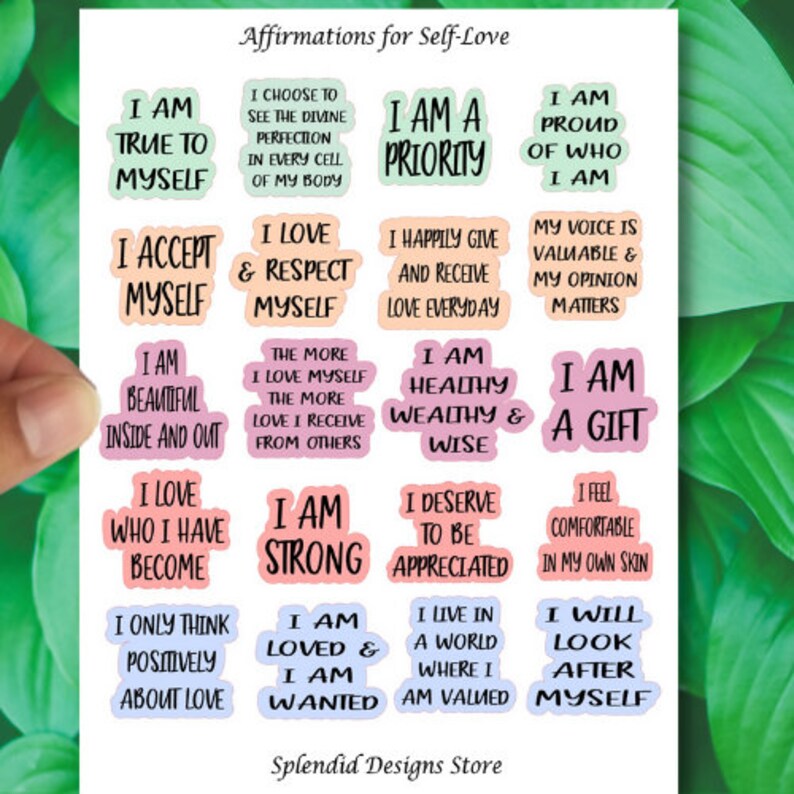 Affirmations for Self-love Sticker Sheet, Self-love Stickers, Positive ...
