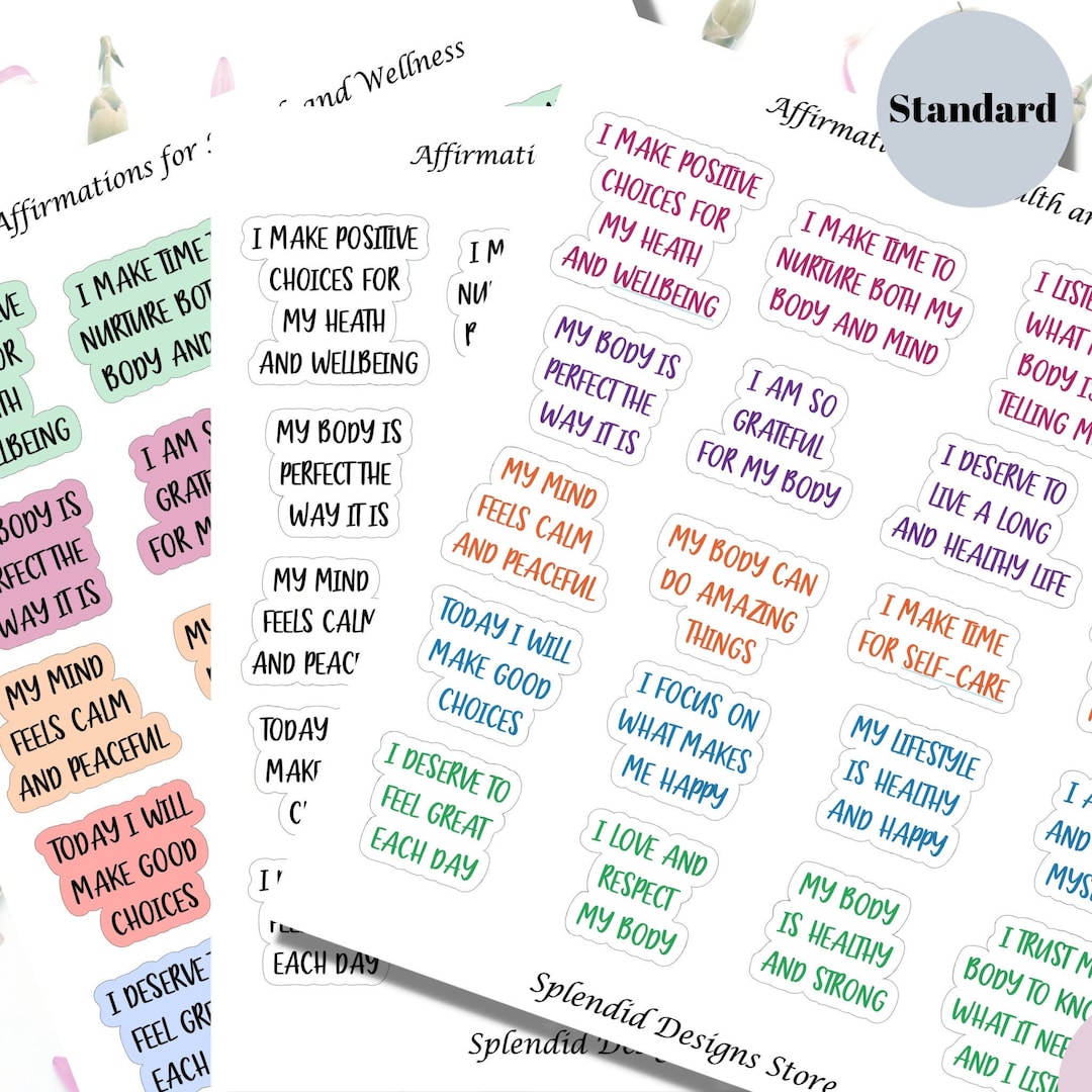 Affirmations for Health and Wellness, Positive Affirmation Stickers - Etsy
