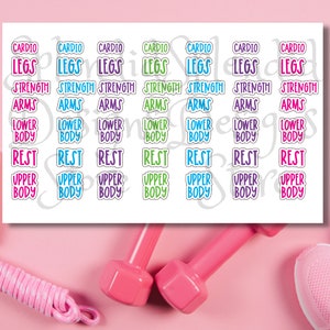 Printable Fitness Planner Stickers, Printable Gym Stickers, Exercise ...
