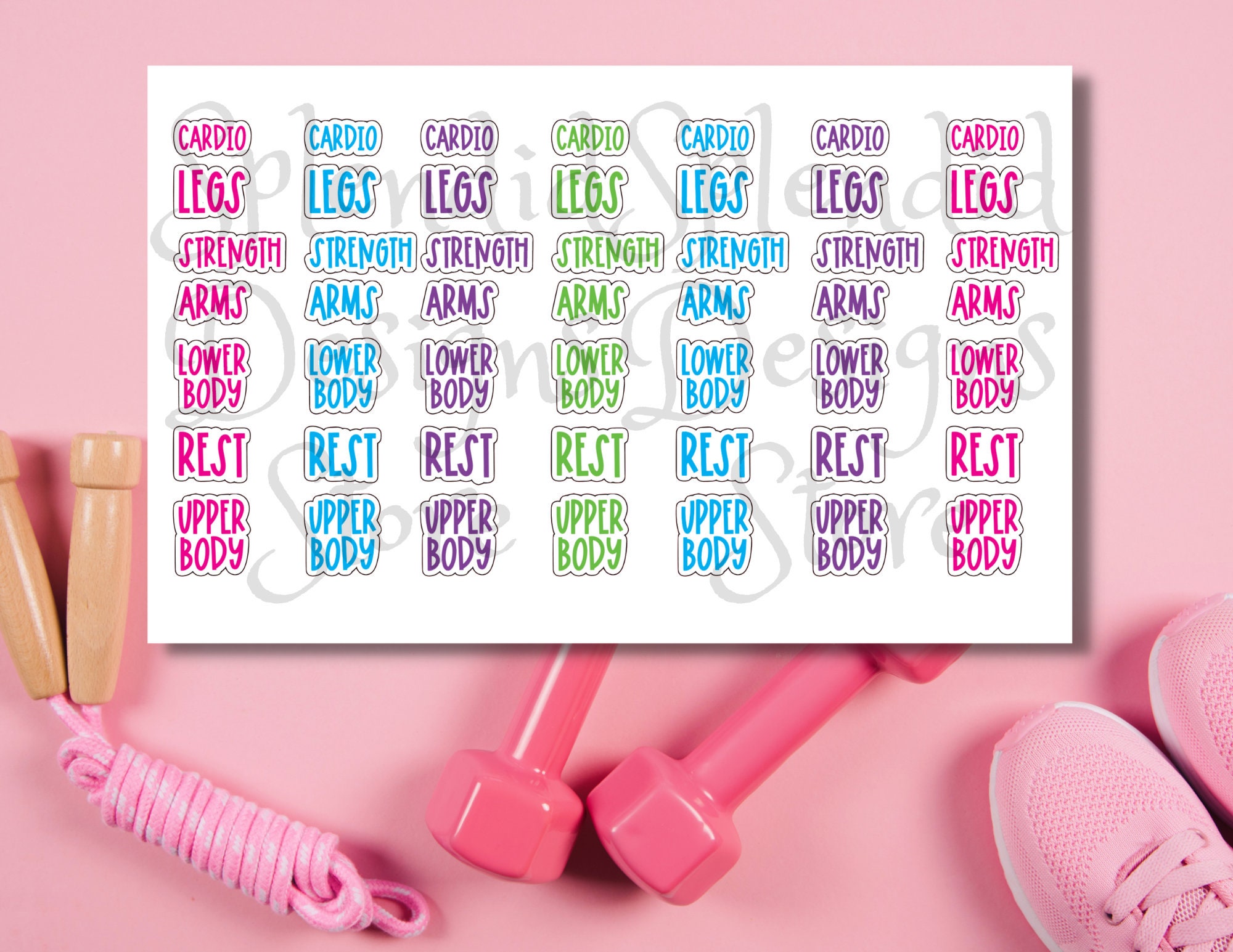 Printable Fitness Planner Stickers, Printable Gym Stickers, Exercise ...