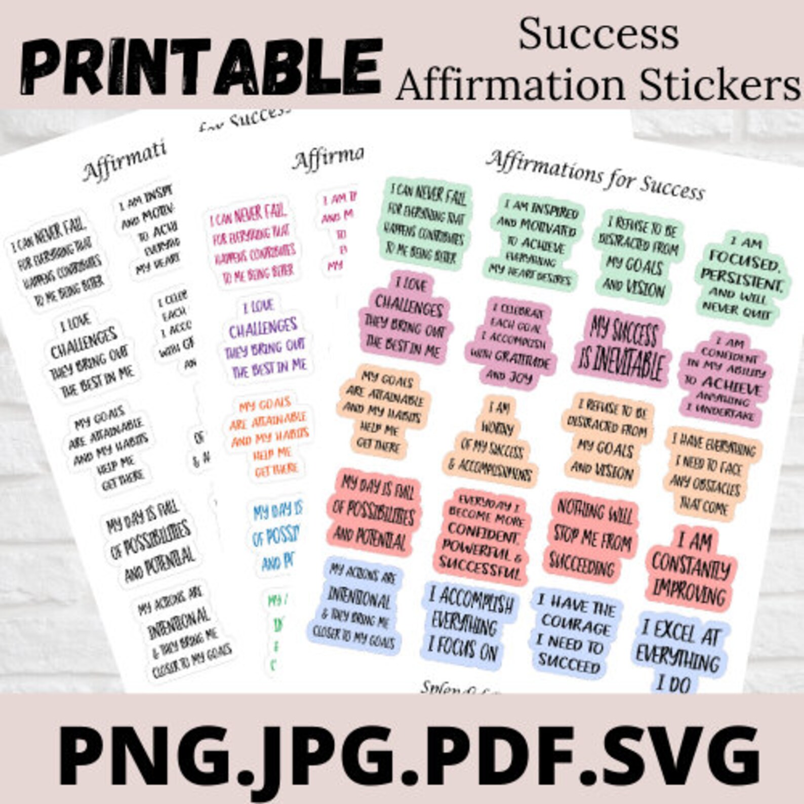 Positive Affirmation Sticker Bundle, 100 Motivational Sticker Quotes ...