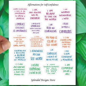 Self-confidence Quotes Stickers, Positive Affirmation Sticker Sheet ...