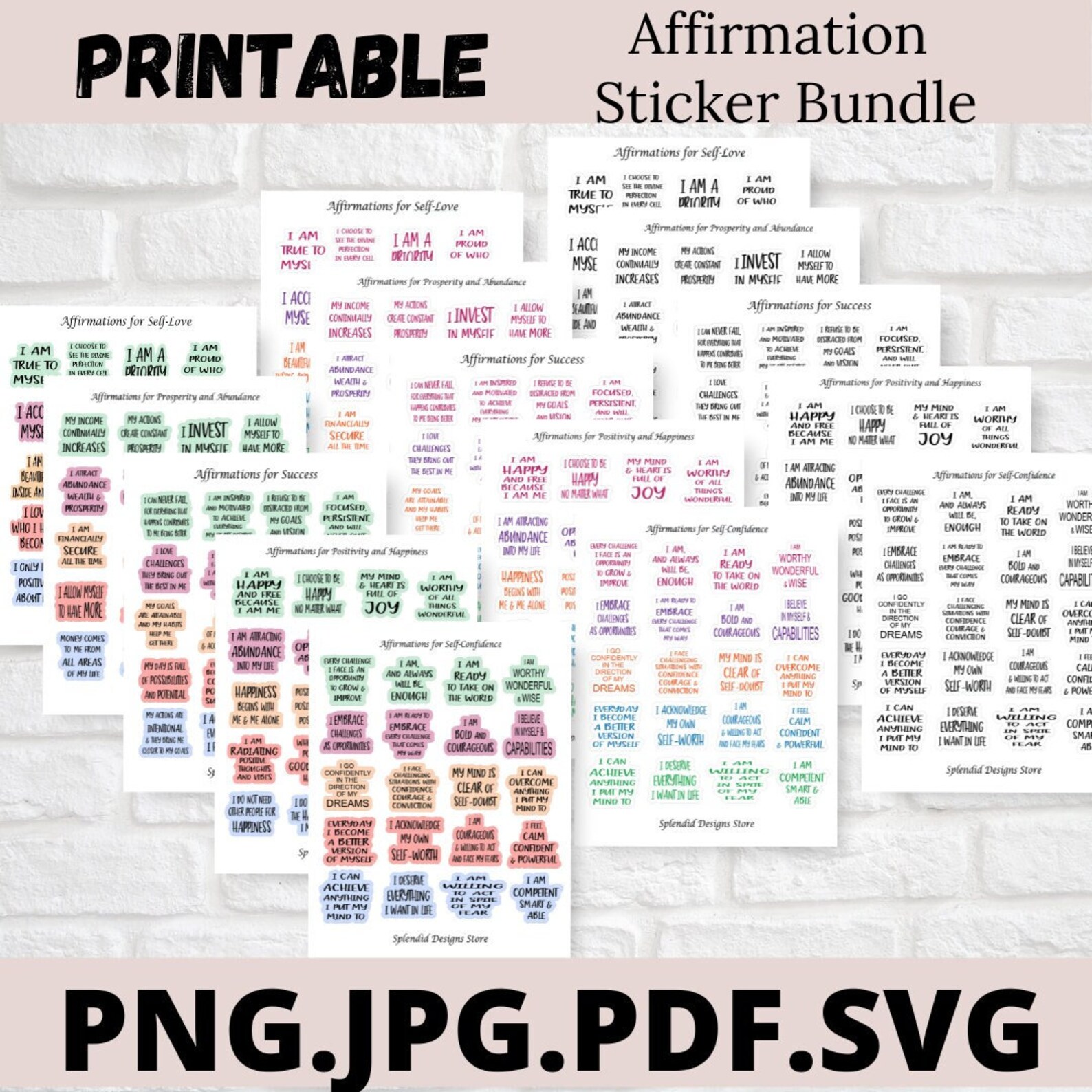 Positive Affirmation Sticker Bundle 100 Motivational Sticker - Etsy