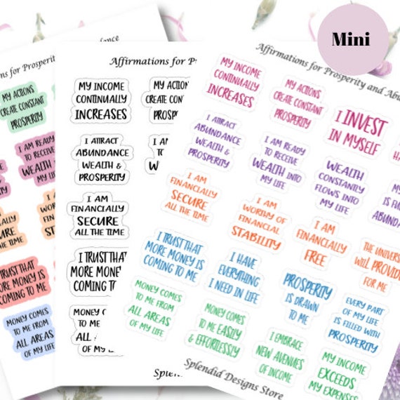 Affirmations for Wealth Mini Sticker Sheet Affirmations for - Etsy