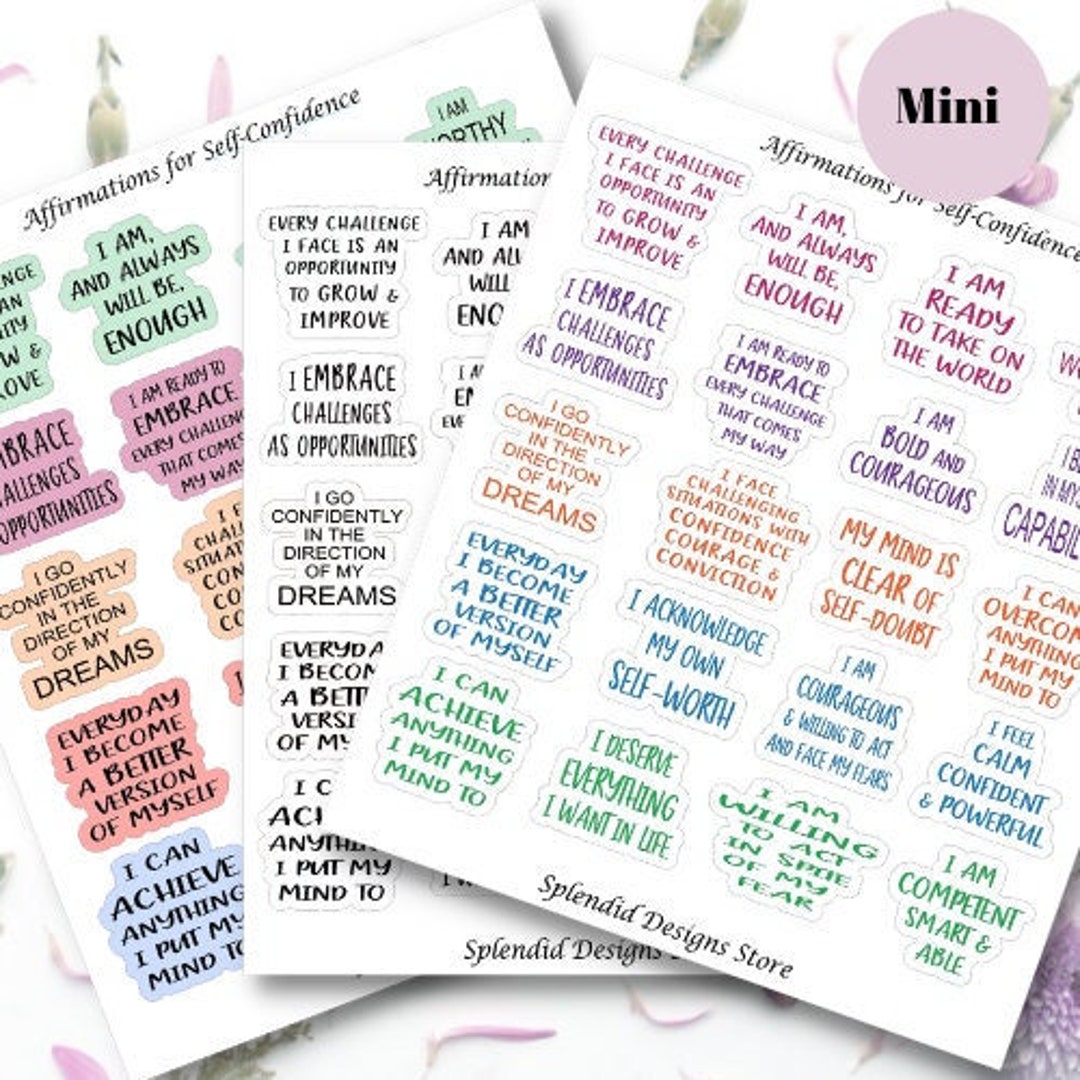 Self-confidence Quotes Mini Stickers, Positive Affirmation Sticker ...