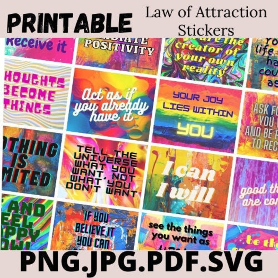 16 Printable Law of Attraction Stickers, Manifestation Stickers ...