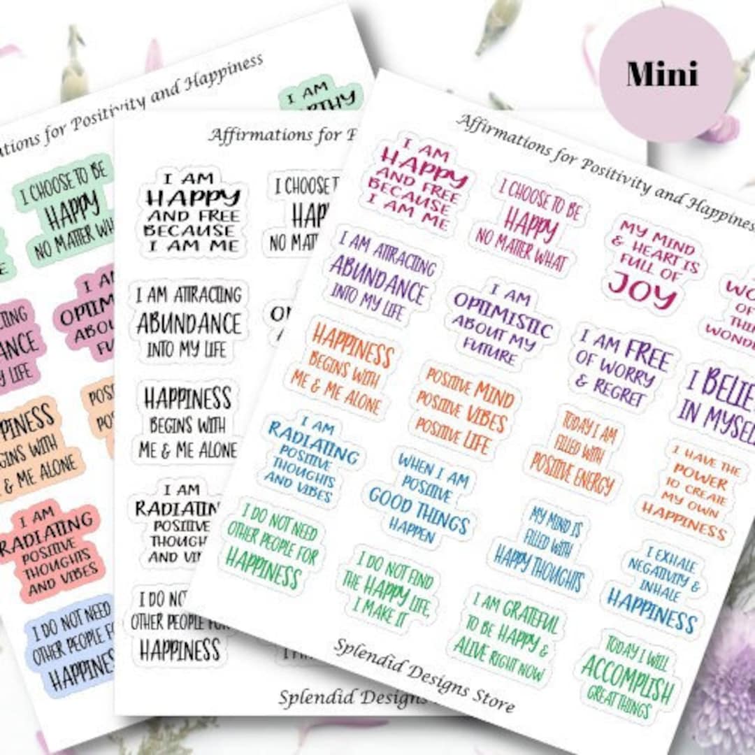 Positive Affirmations Mini Sticker Sheet, Affirmations for Happiness ...
