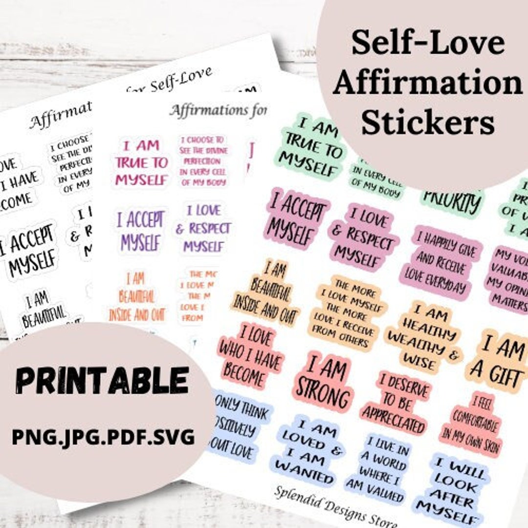 Affirmations for Self-love, Self-love Affirmation Stickers, Instant ...
