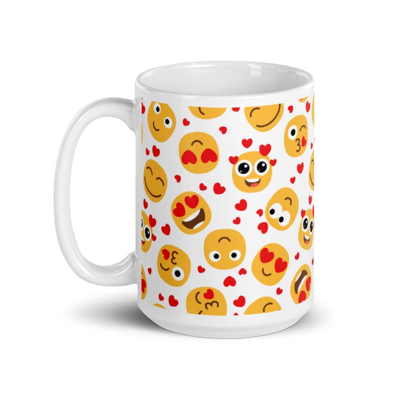 Love Emoji Mug Happy Face Emoji Mug Heart Emoji Mug - Etsy