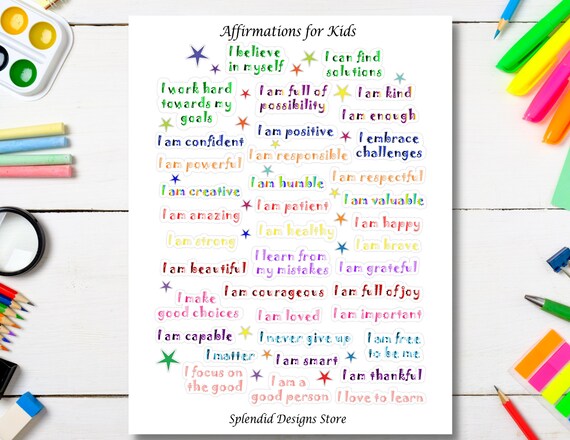 Affirmation Stickers for Kids Self-confidence Affirmation - Etsy