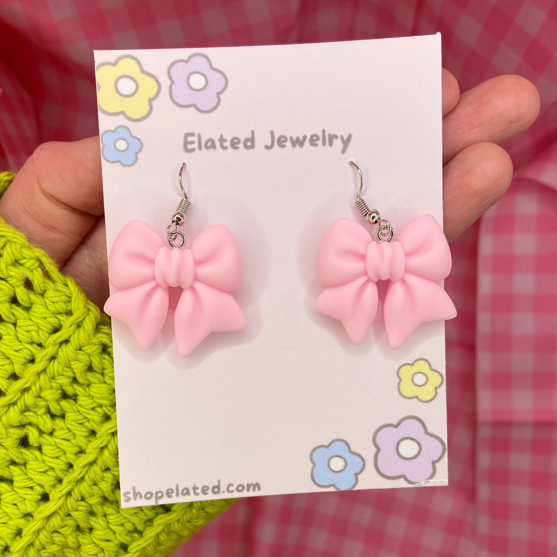 Pink Bow Earrings Kawaii Pastel Cute Coquette Cottagecore Princesscore ...