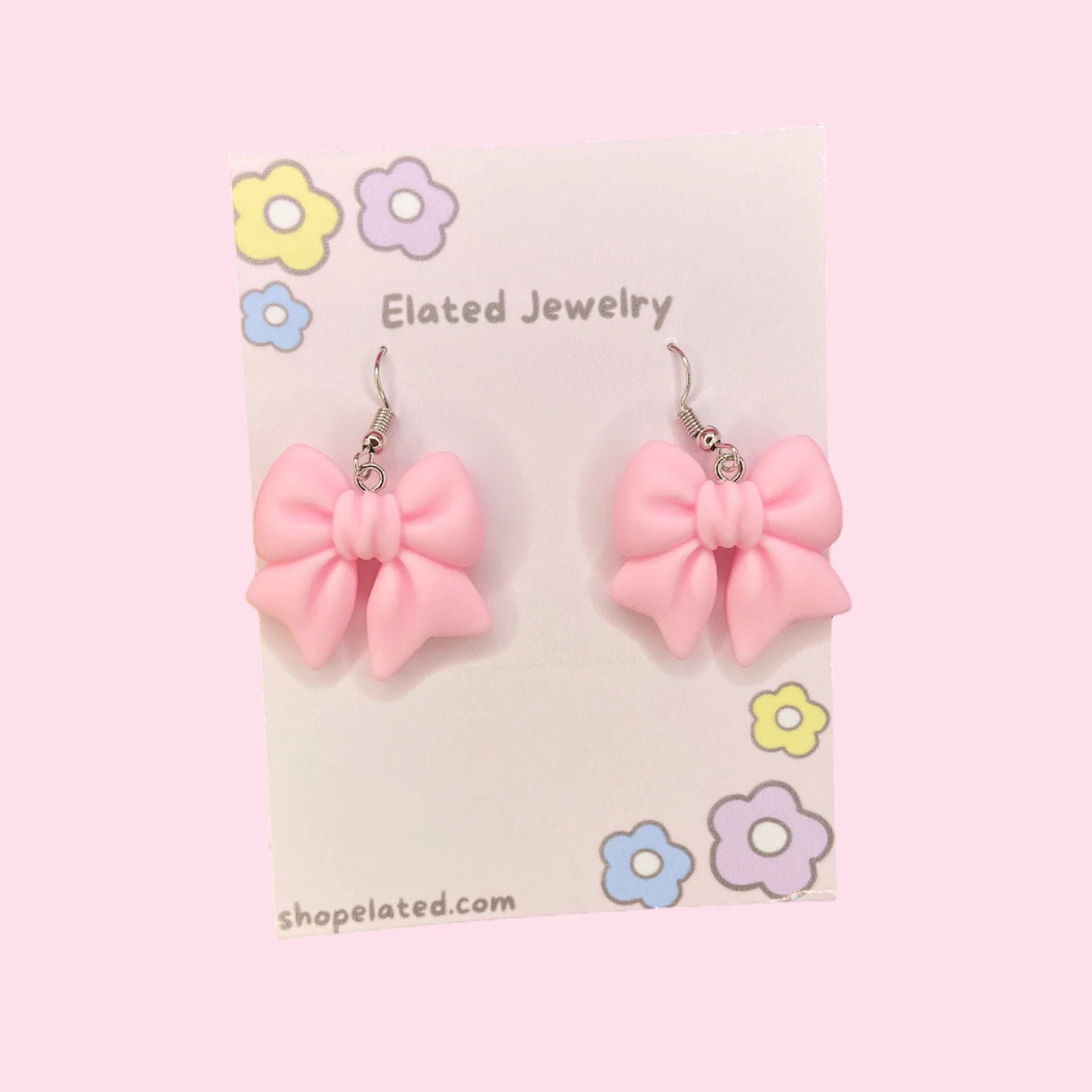 Pink Bow Earrings Kawaii Pastel Cute Coquette Cottagecore - Etsy