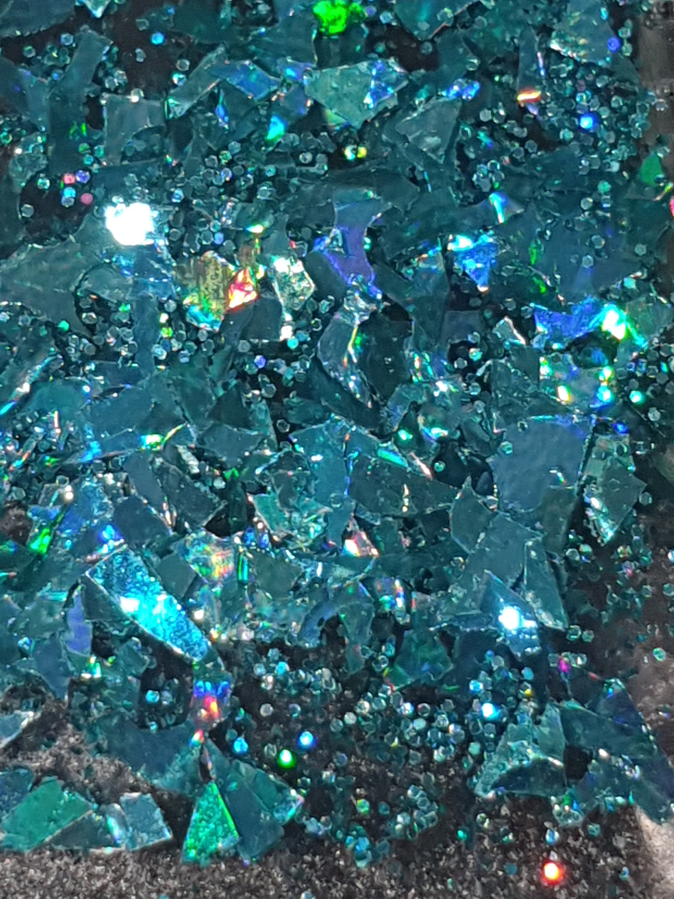 Rectangular Aqua Blue Glitter Clear Resin Pendant - Etsy 日本