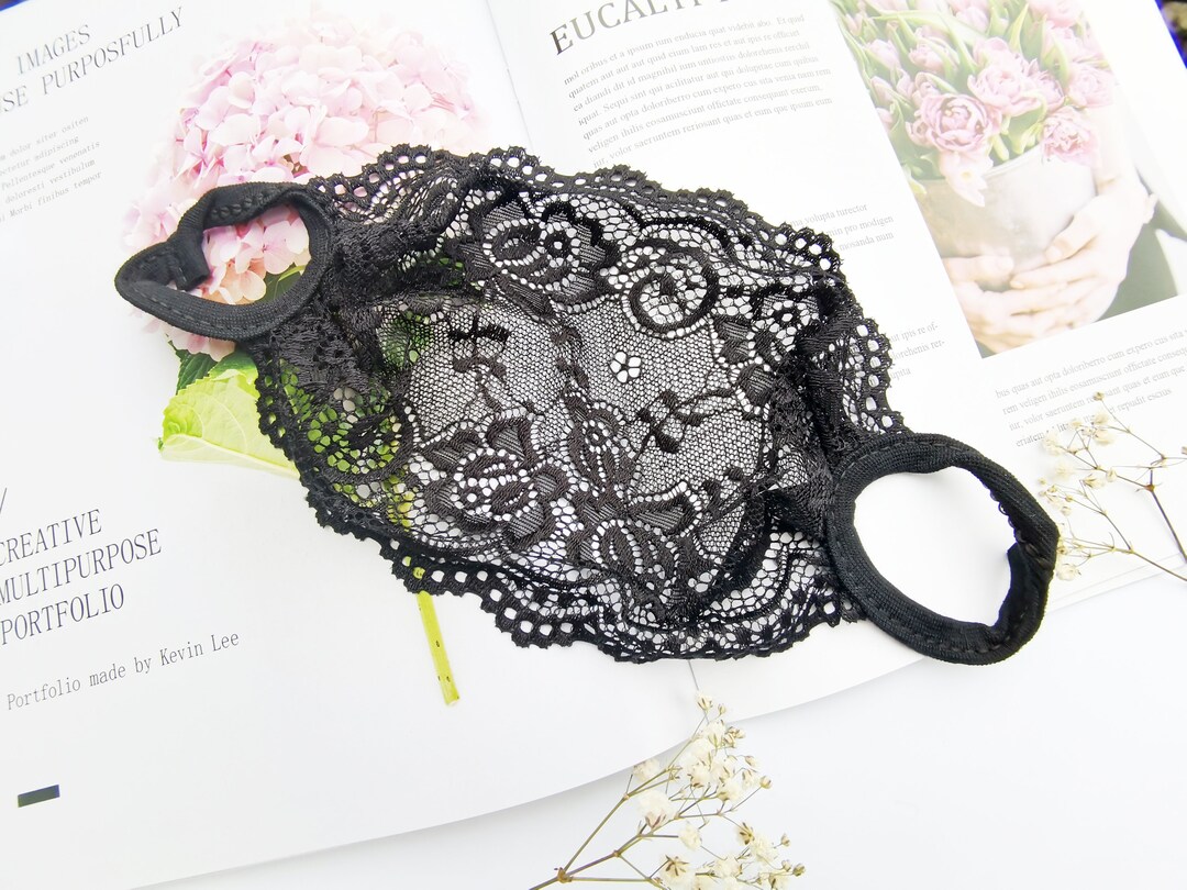 Black Lace Face Mask, See Through Face Mask,washable, Reusable, Wedding ...
