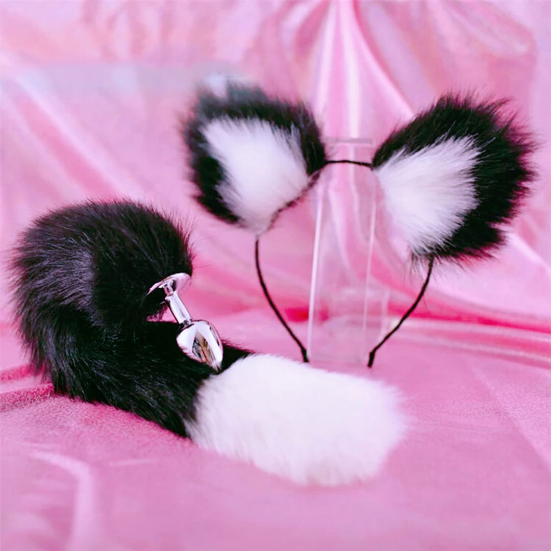 Cat Ear and Tail,tail Butt Plug and Ears,ddlg,black Tail Plug,tail ...