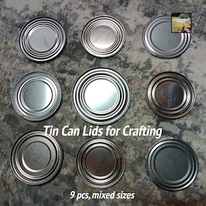 Tin Can Lids for Crafting, 9 Recycled Discs in Various Sizes. Great for ...