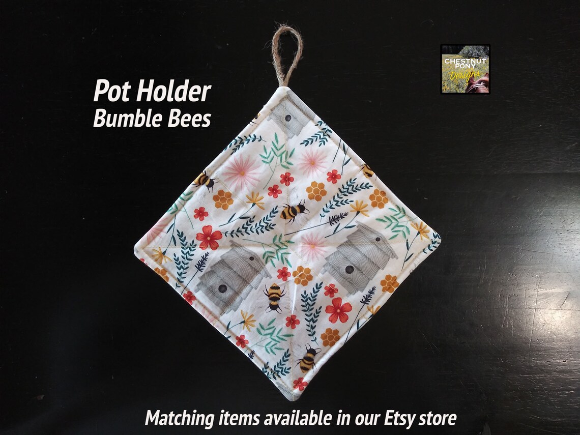 Bumble Bee Pot Holder Honey & Bee Hotpad Handmade With - Etsy