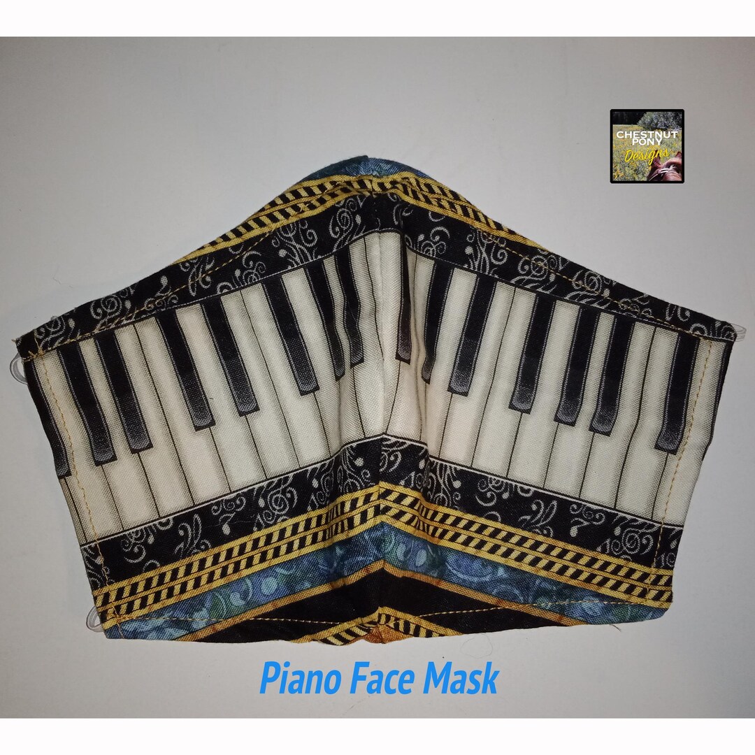Piano Face Mask - Reversible With Nose Wire, Adult Medium. Ivory Keys ...