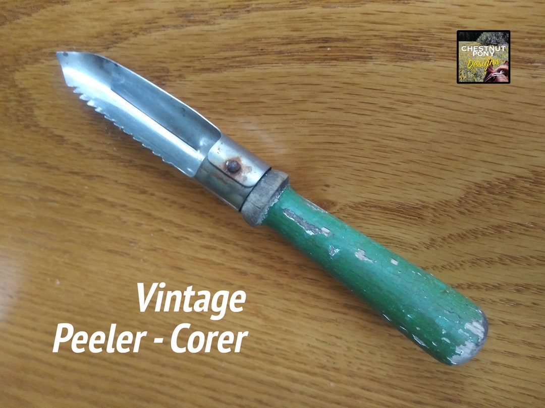 Vintage Peeler Corer 6 Inch - Rusty, Antique Hand Tool With Green ...