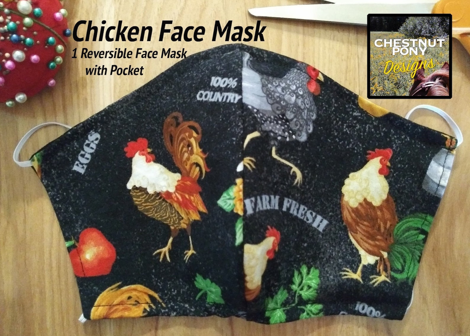 Chicken Face Mask Handmade reversible mask with nose wire | Etsy