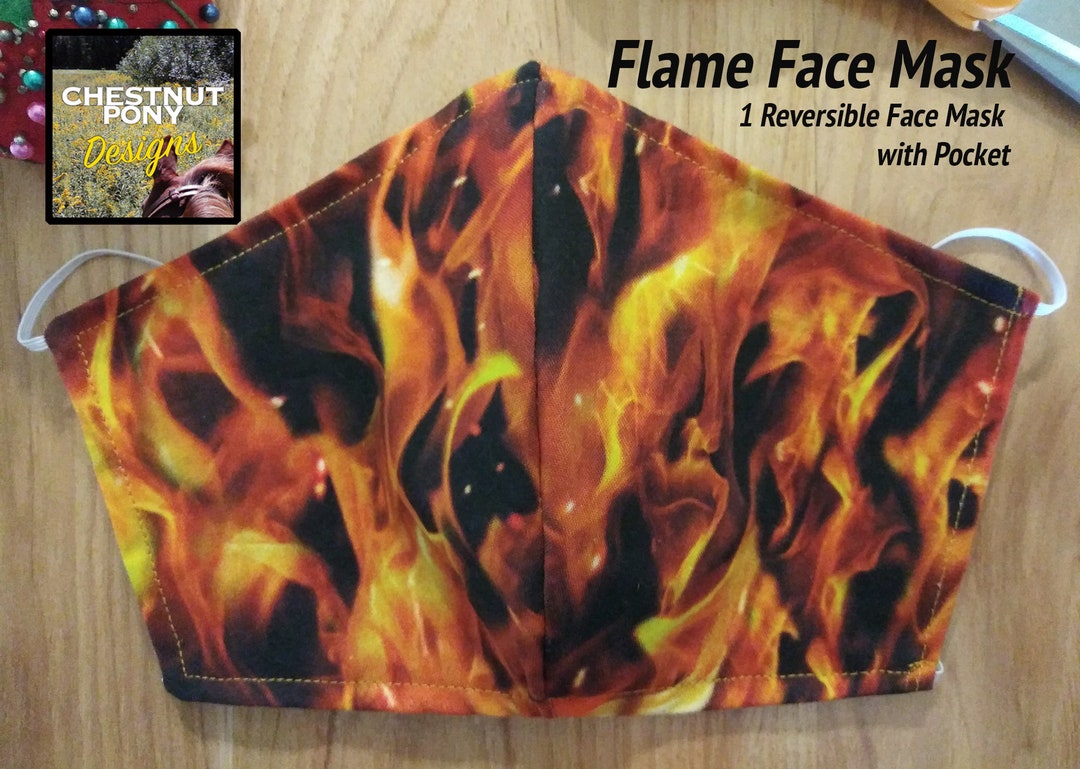 Flame Face Mask - Handmade, Reversible Cotton Mask With Nose Wire ...