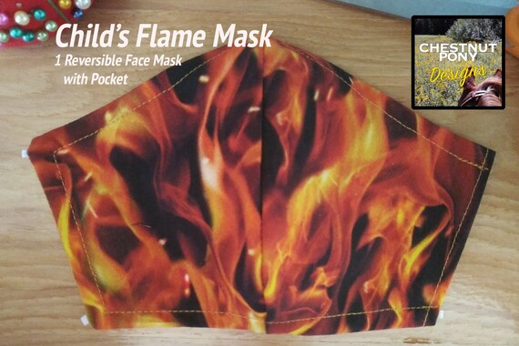 Flame Fire Mask Handmade Reversible Mask With Nose Wire | Etsy