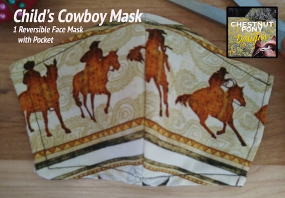 Cowboy Mask Reversible & Handmade With Nose Wire Size | Etsy