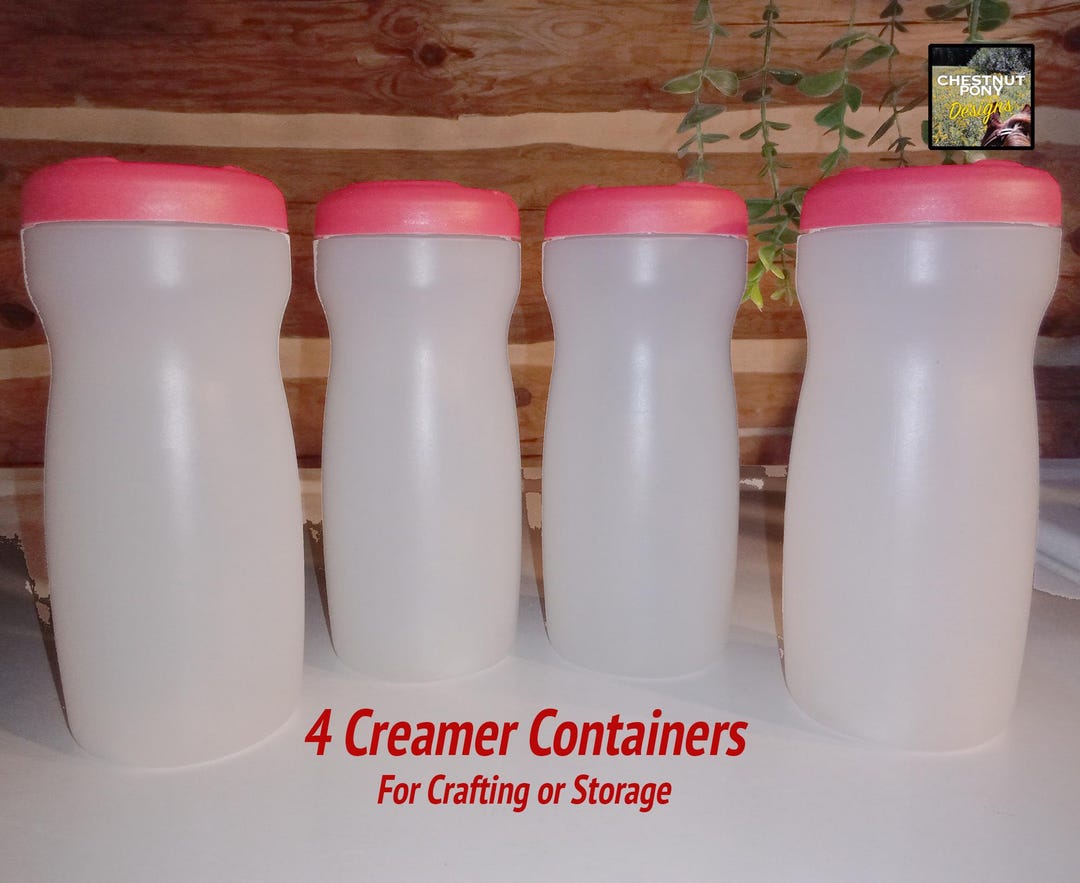 Crafting Creamer Jugs - 4 White Plastic Containers With Red Lids, Free ...